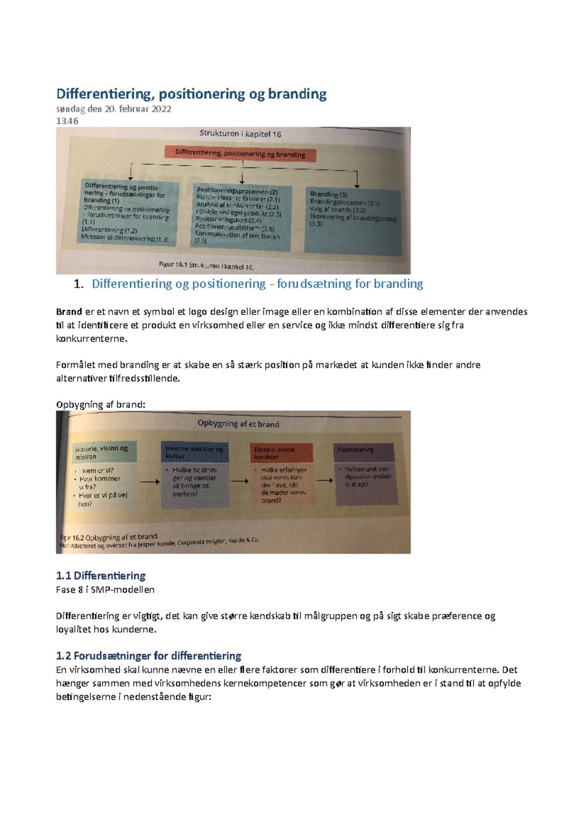 Kapitel-16 - Noter - Differentiering, positionering og branding søndag ...