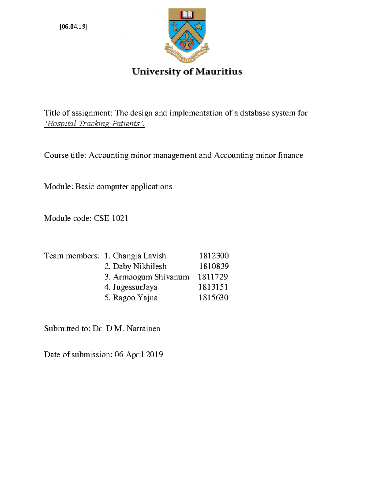 BCA Hospital assignment - Warning: TT: undefined function: 32 Warning: TT: undefined function ...