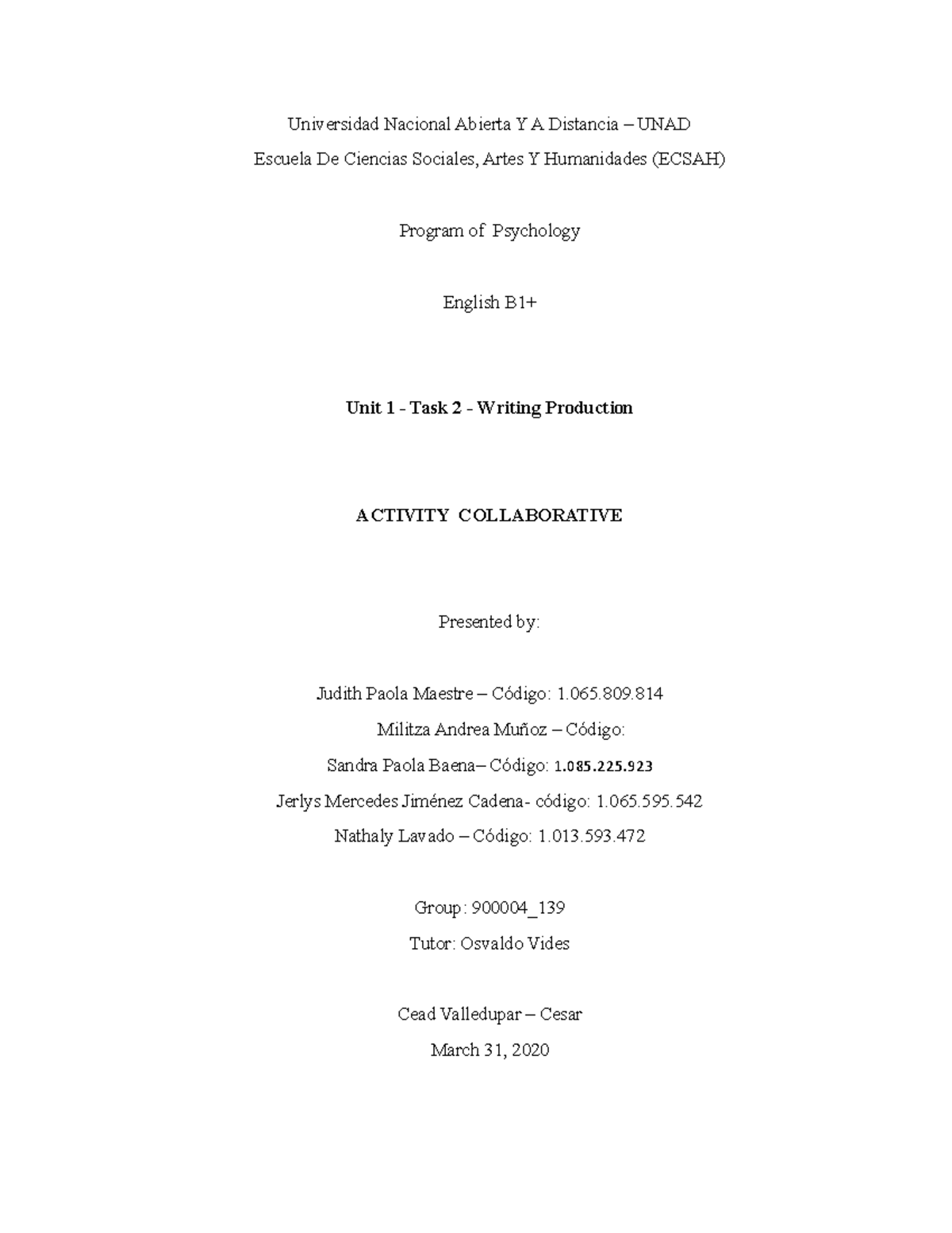 Task 2 Group 900004 139 - actividad individual del curso ingles B1, que permite identificar ...