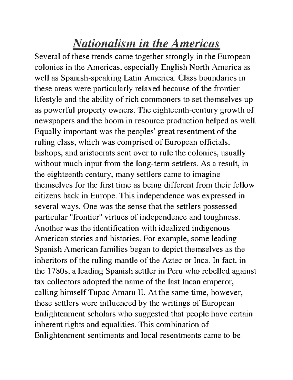 Nationalism in the Americas - Nationalism in the Americas Several of ...