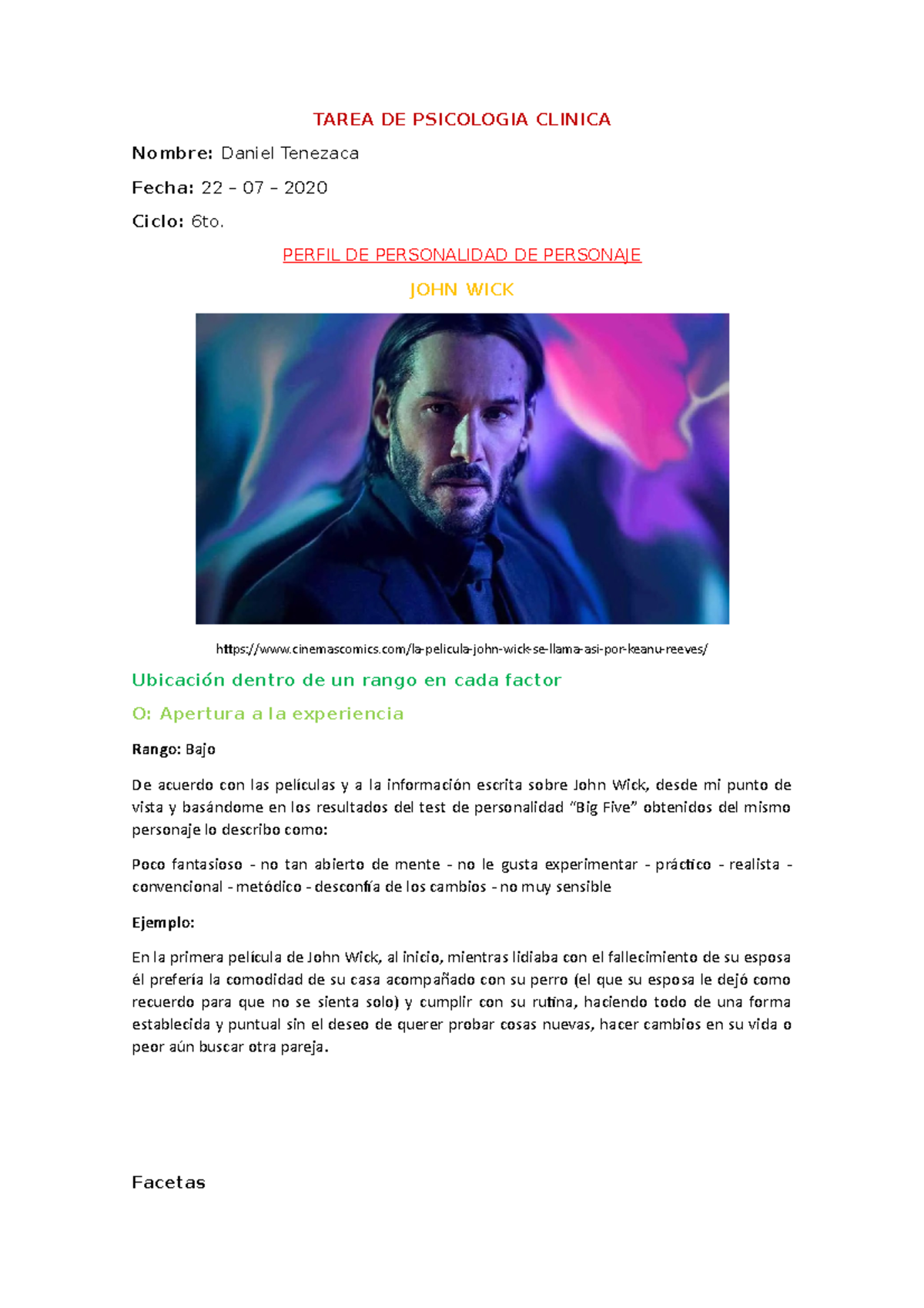 Perfil de personalidad de personaje - TAREA DE PSICOLOGIA CLINICA ...