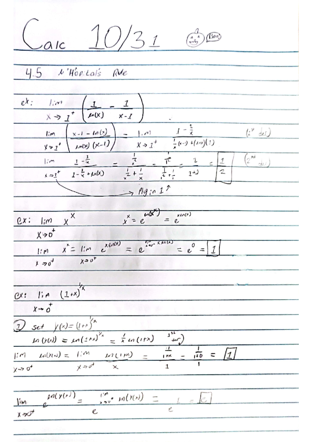 Calc 1 l'hopitals Rule - MTH 1001 - Studocu
