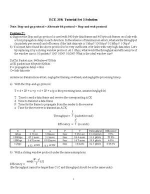 Problem Set 1 - Intro - ECE 358: Problem Set 1 Problem 1. Consider two hosts A and B separated ...