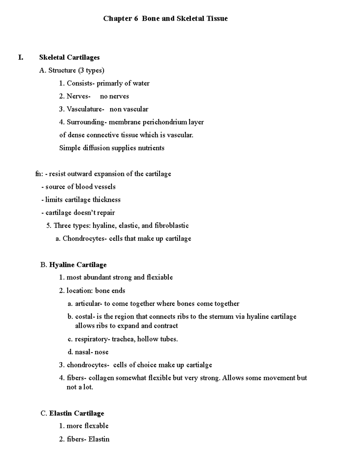 Chapter 6 Bone and Skeletal Tissue - Chapter 6 Bone and Skeletal Tissue ...