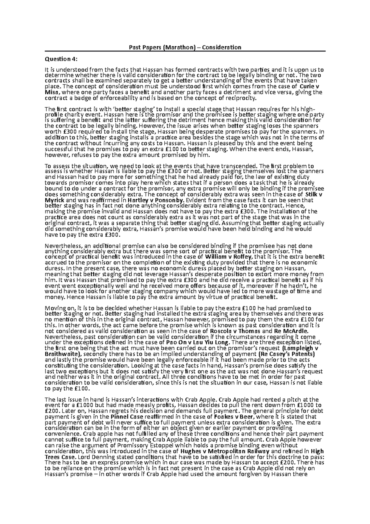 Past Papers Consideration - Past Papers (Marathon) – Consideration ...