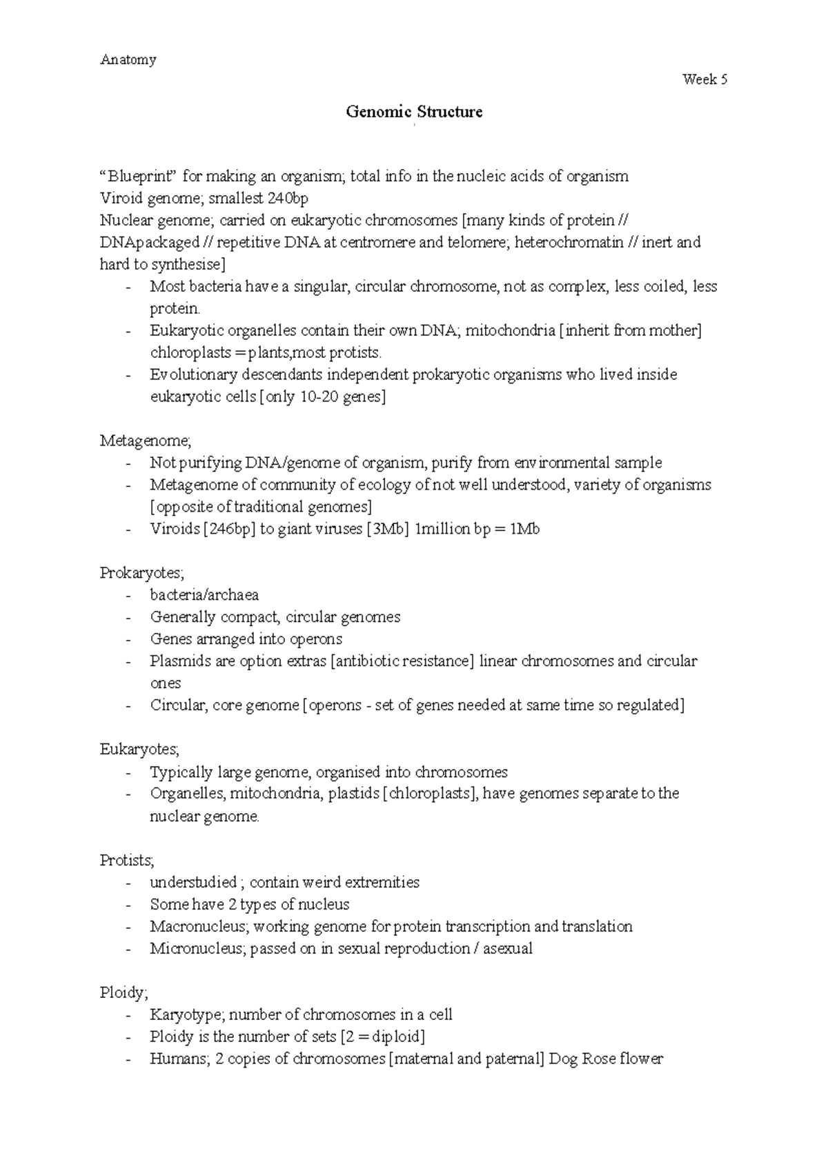 Genomic Structure -w5 - Lecture notes 5 - Week 5 Genomic Structure ...
