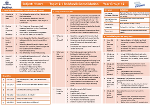 Example Paper - Russia - Topic 1 summary for Dissent and Revolution - A ...