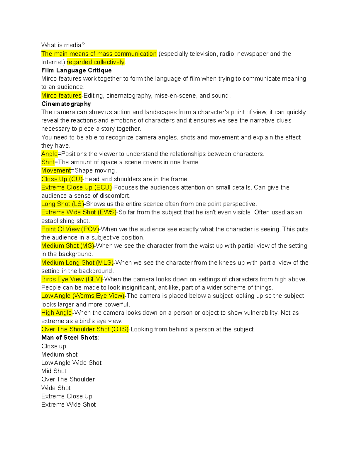 EMF 221 Notes - What is media? - What is media? The main means of mass ...