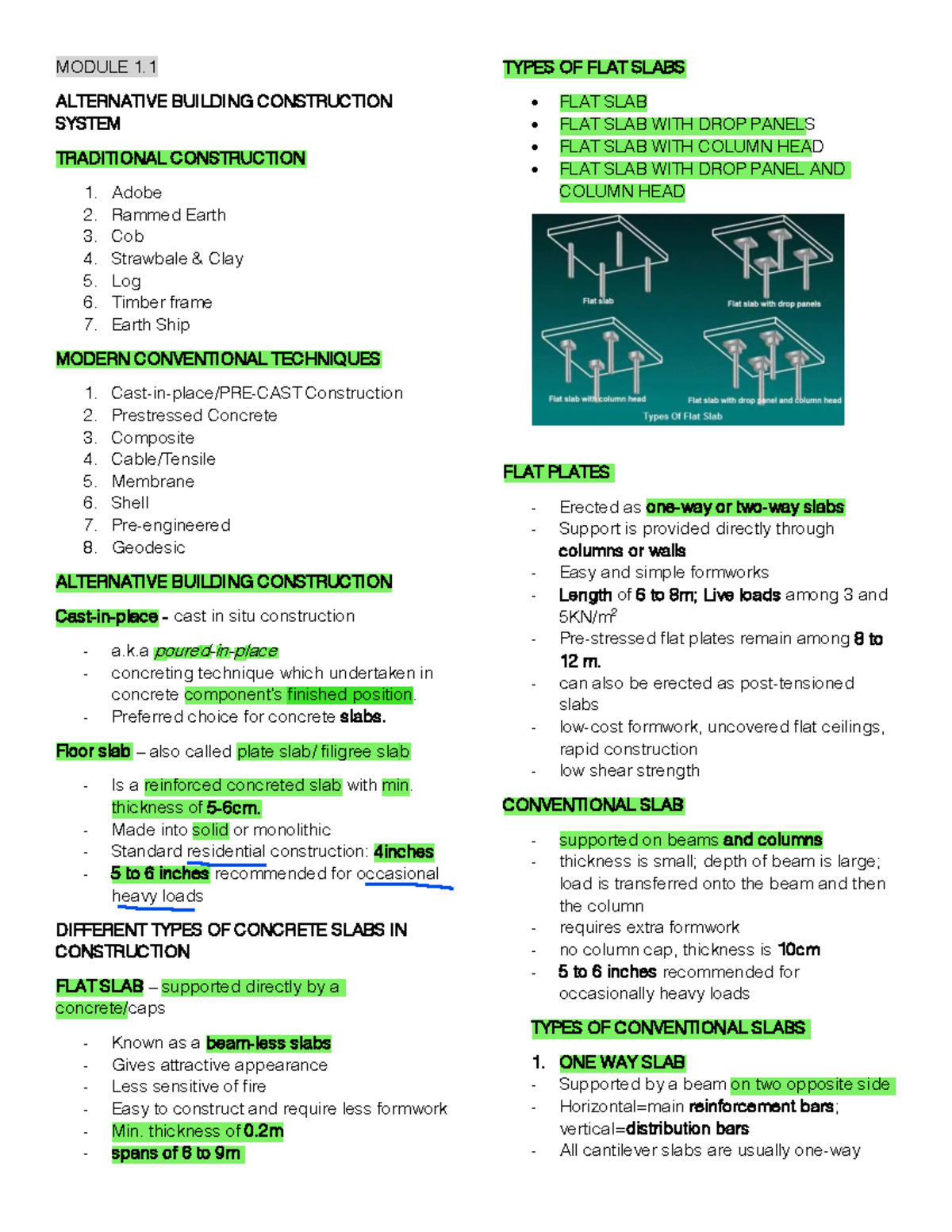Module 1 Btech 413- Reviewer - MODULE 1. ALTERNATIVE BUILDING ...