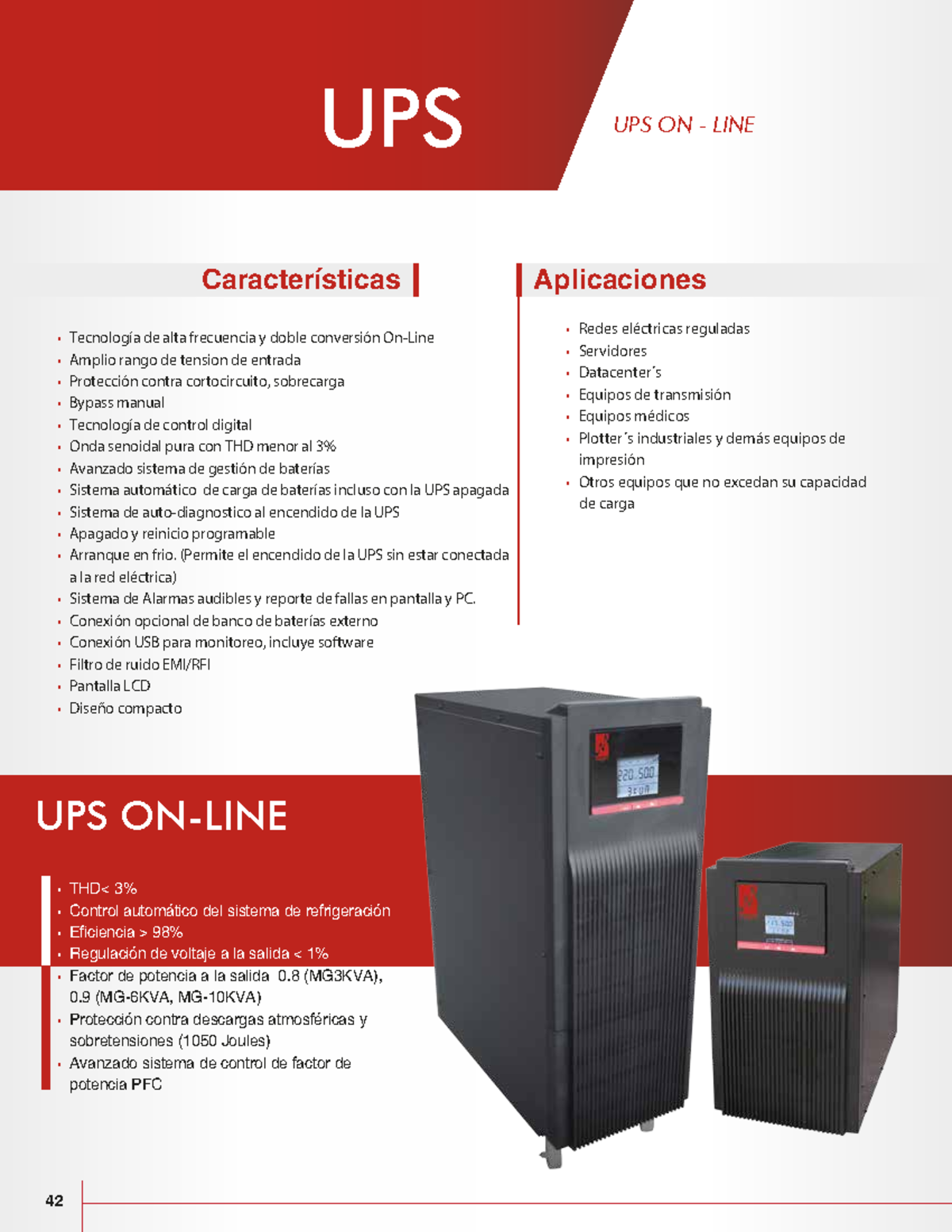 UPS ON-LINE MGO - Fichas técnicas - UPS ON - LINE Tecnología de alta frecuencia y doble ...