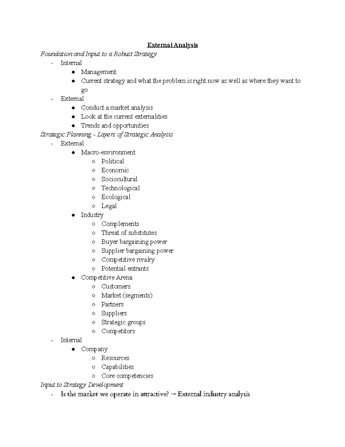 External Analysis - External Analysis Foundation and Input to a Robust ...