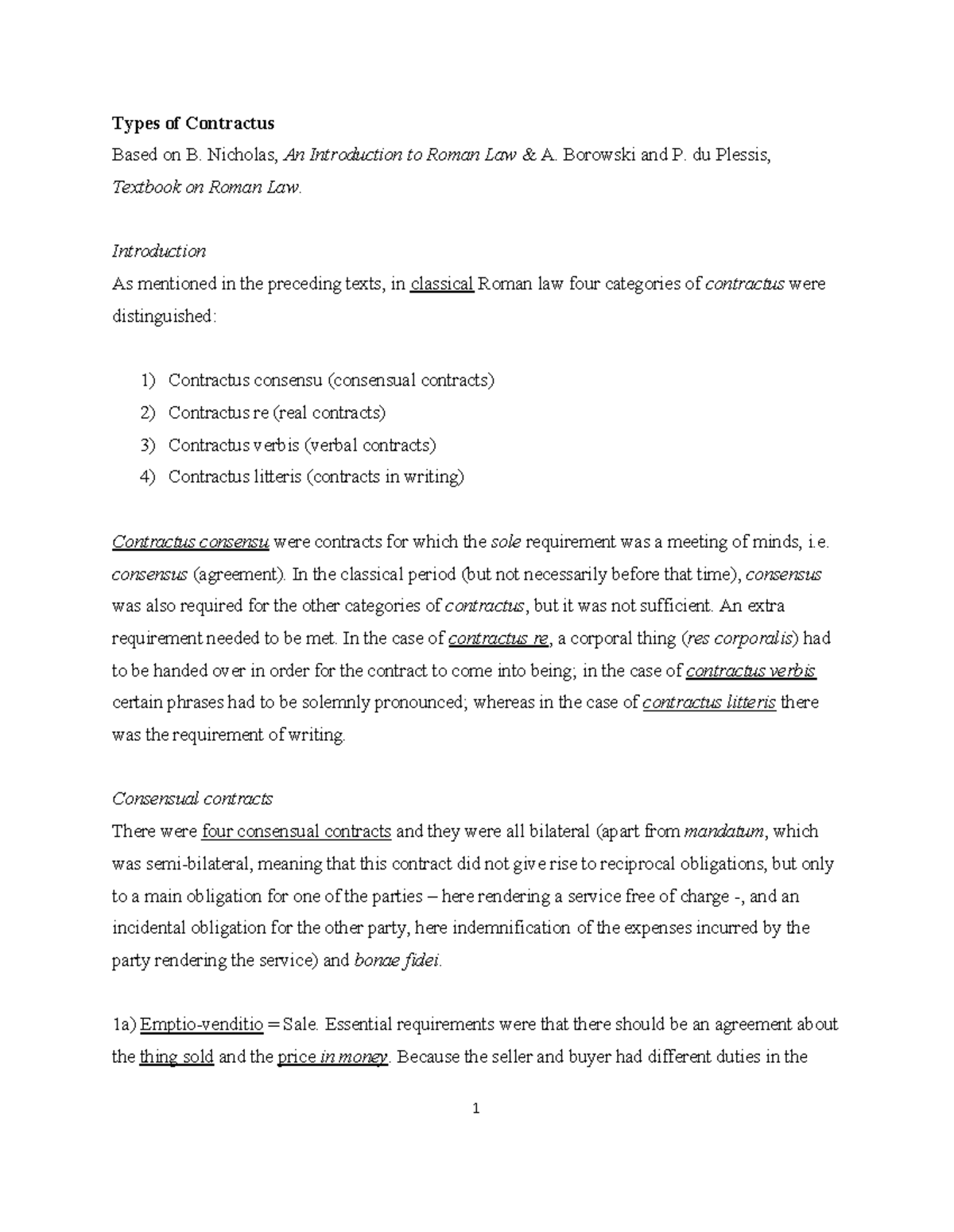 Types OF Contractus - Types of Contractus Based on B. Nicholas, An ...