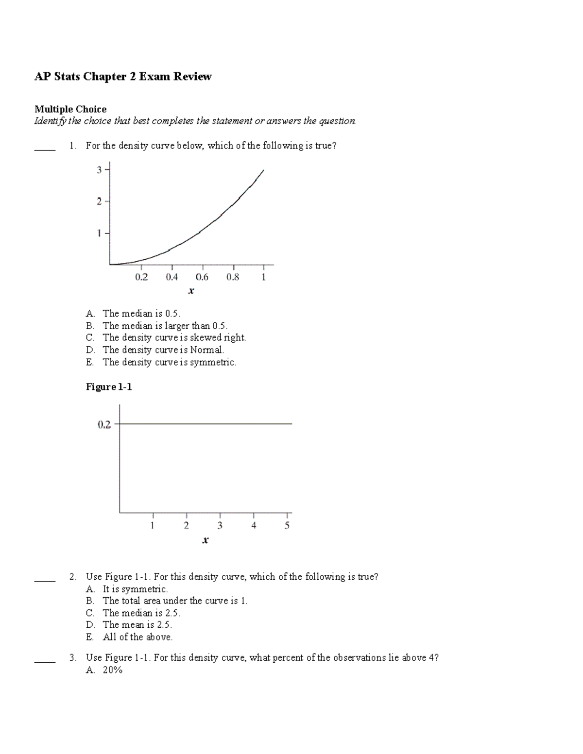AP Stats Chapter 2 Exam Review and answers - AP Stats Chapter 2 Exam ...