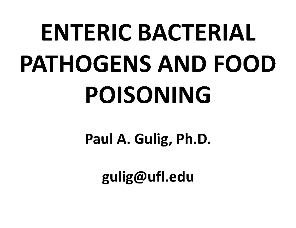 Enteric-19-part1 GMS - Infectious disease - ENTERIC BACTERIAL PATHOGENS ...