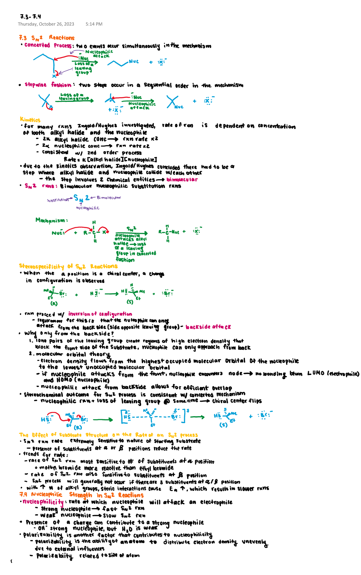 Sections 7.3-7.4 Organic Chemistry 4E - CHEM 351 - Thursday, October 26 ...