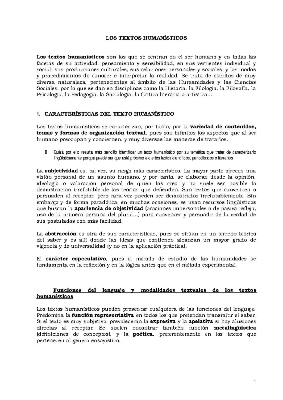 Los textos humanísticos 2º BFH - LOS TEXTOS HUMANÍSTICOS Los textos ...