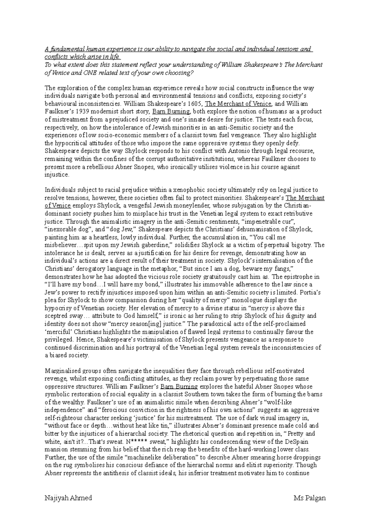 Najiyah Ahmed MOV speech- Palgan 1 - A fundamental human experience is ...