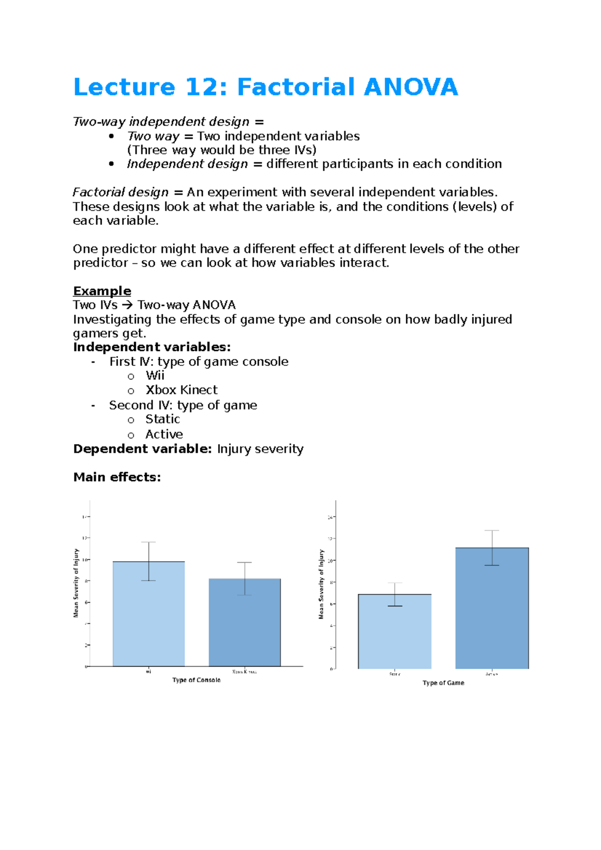 Lecture 12- Factorial Anova - Lecture 12: Factorial ANOVA Two-way ...