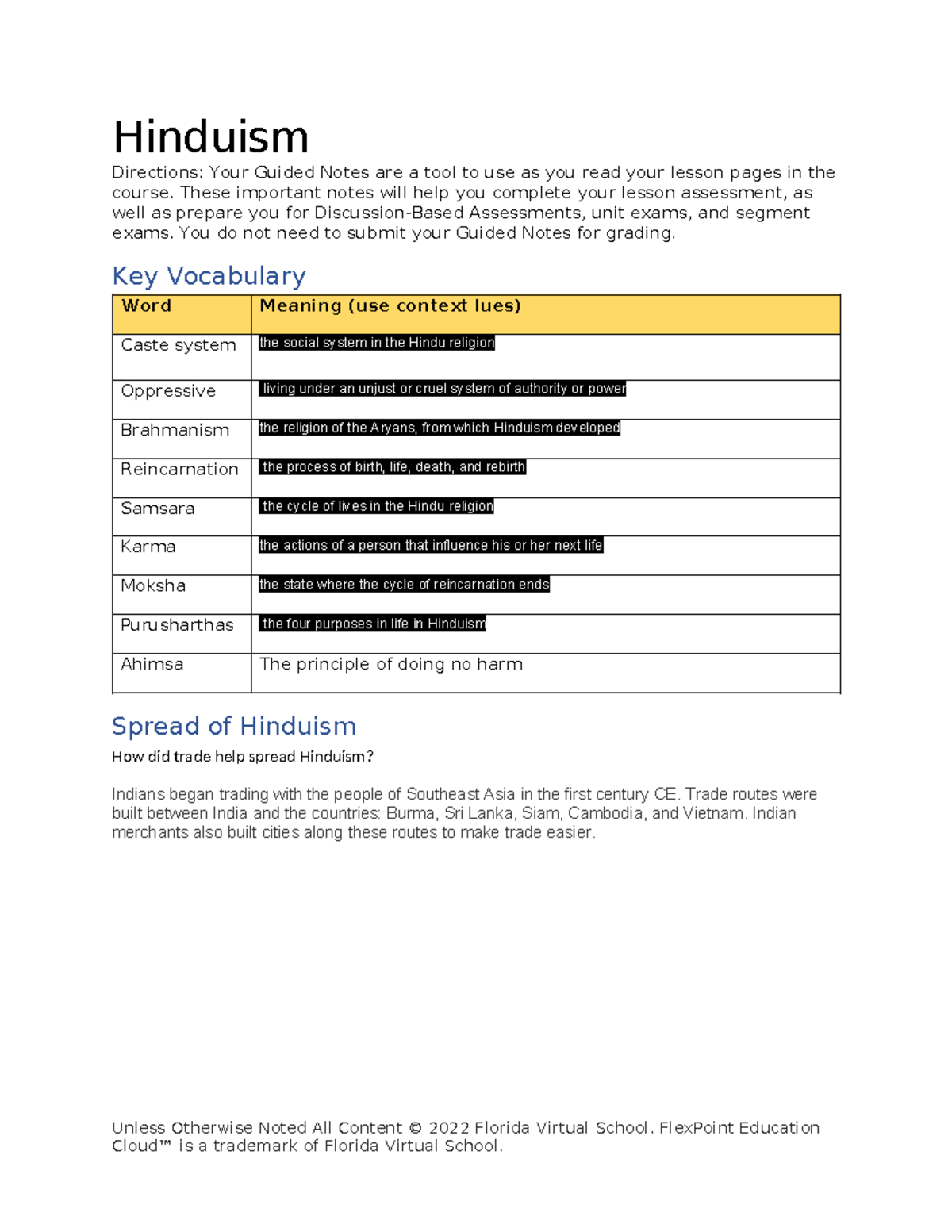 06 02 guided notes-hindhuism - Hinduism Directions: Your Guided Notes ...