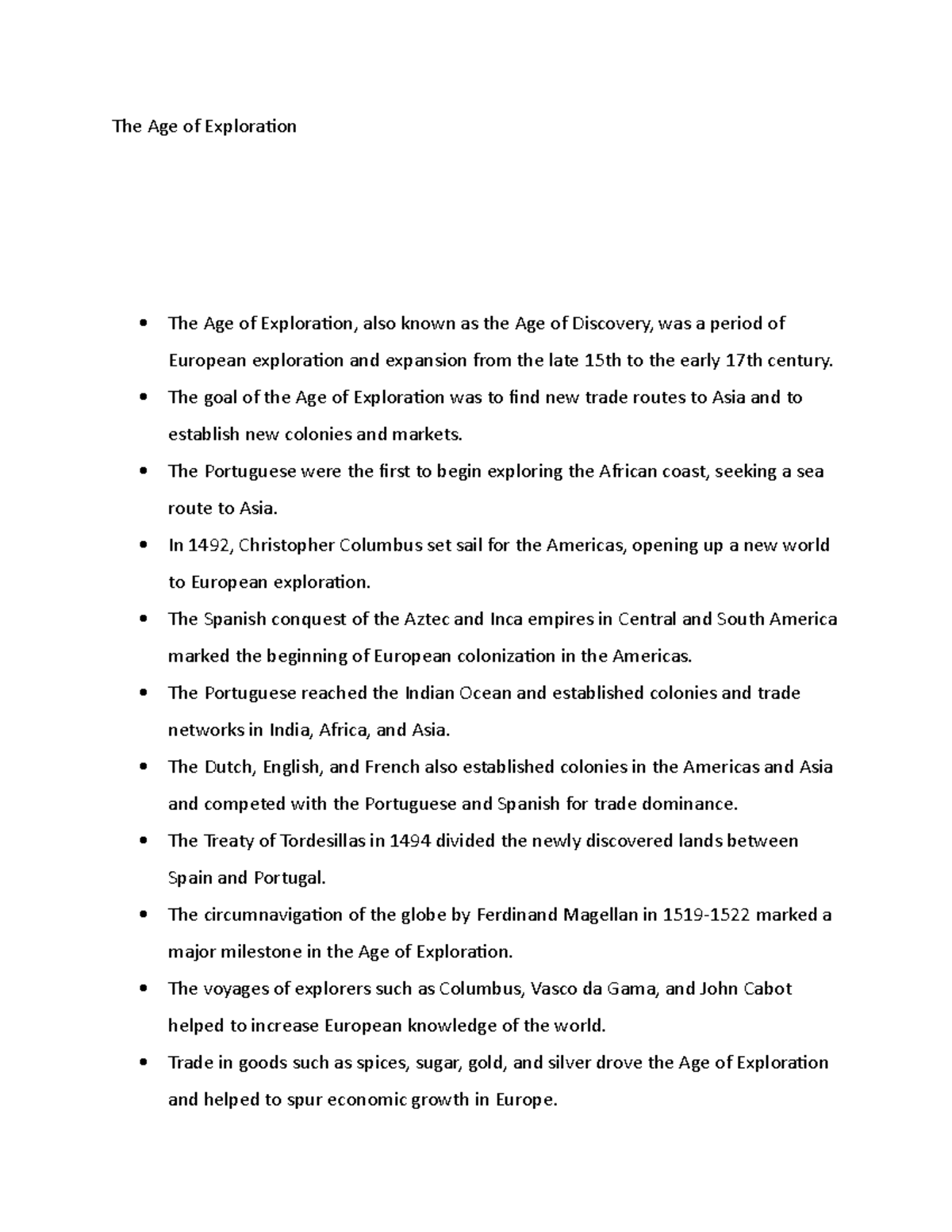 The Age of Exploration - The goal of the Age of Exploration was to find ...