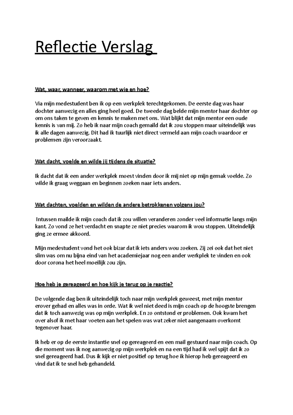 Reflectie Verslag Module 3 - Professionele Communicatie II ...