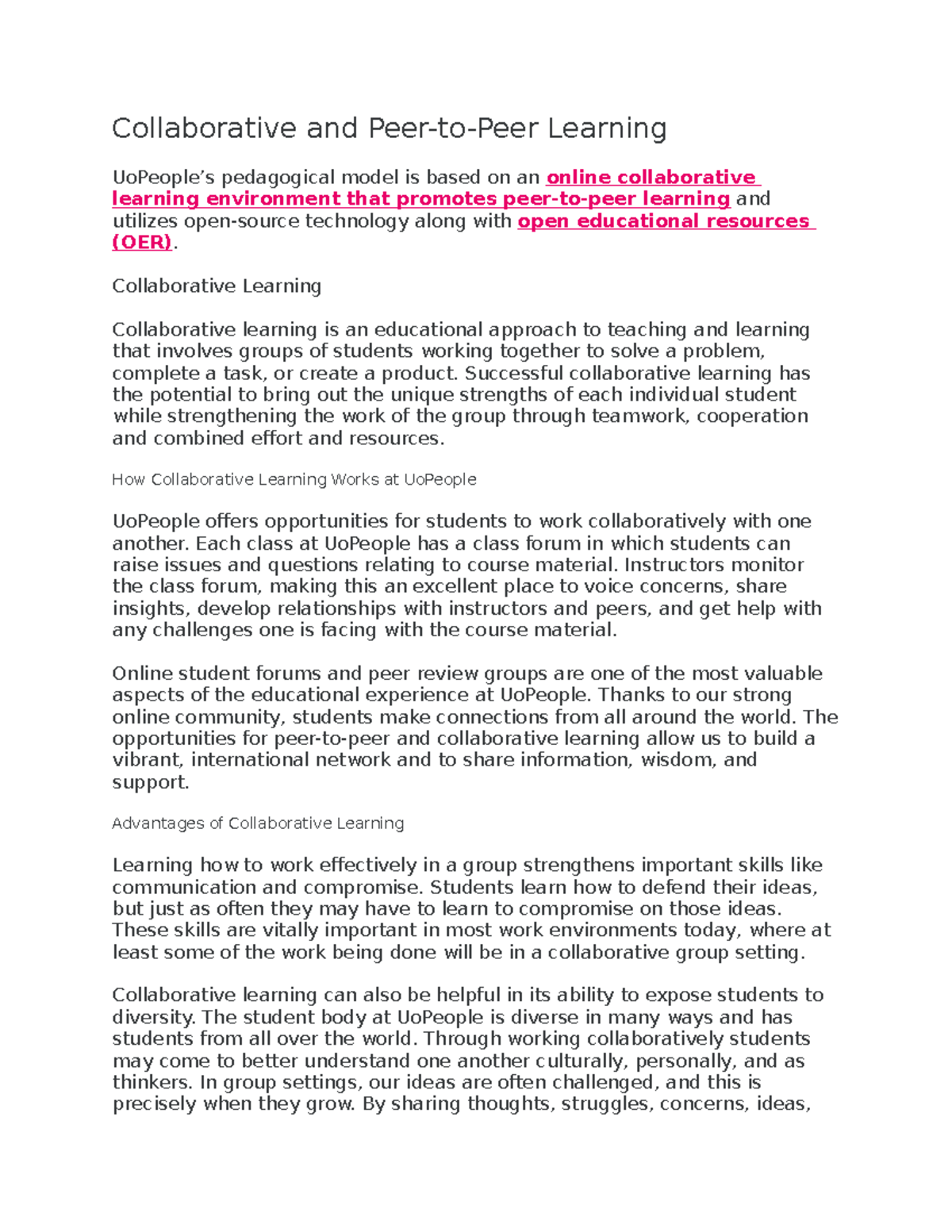 Collaborative and Peer-to-Peer Learning - Collaborative and Peer-to ...