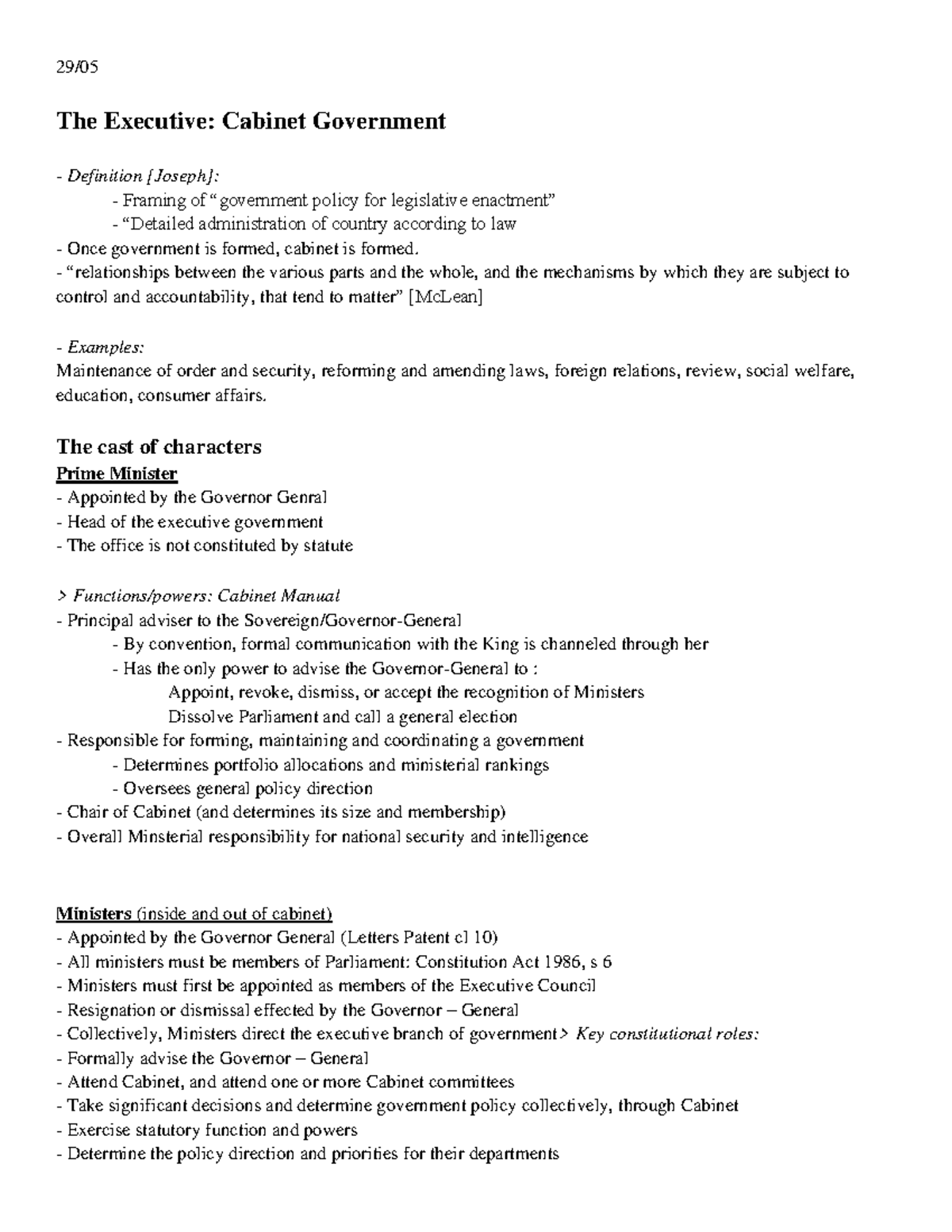 The Executive: Cabinet Government - 29/ The Executive: Cabinet ...