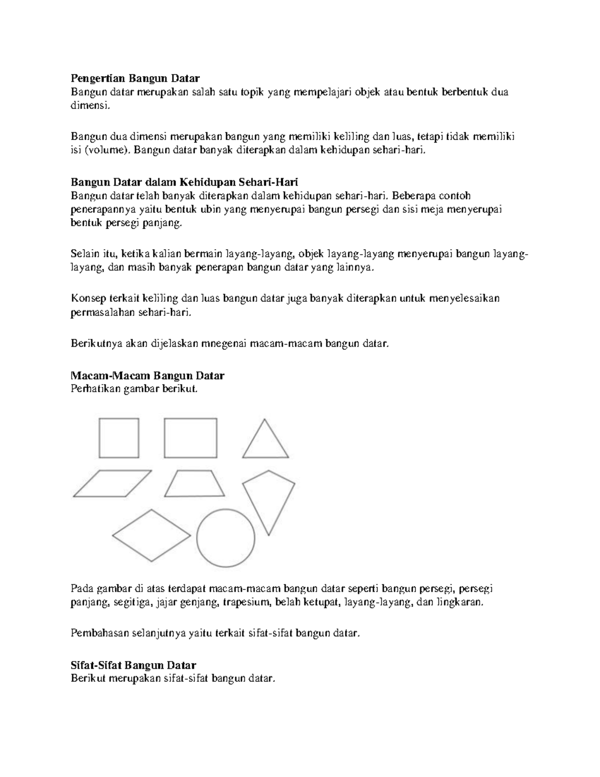 Bangun Datar - Pengertian Bangun Datar Bangun datar merupakan salah ...