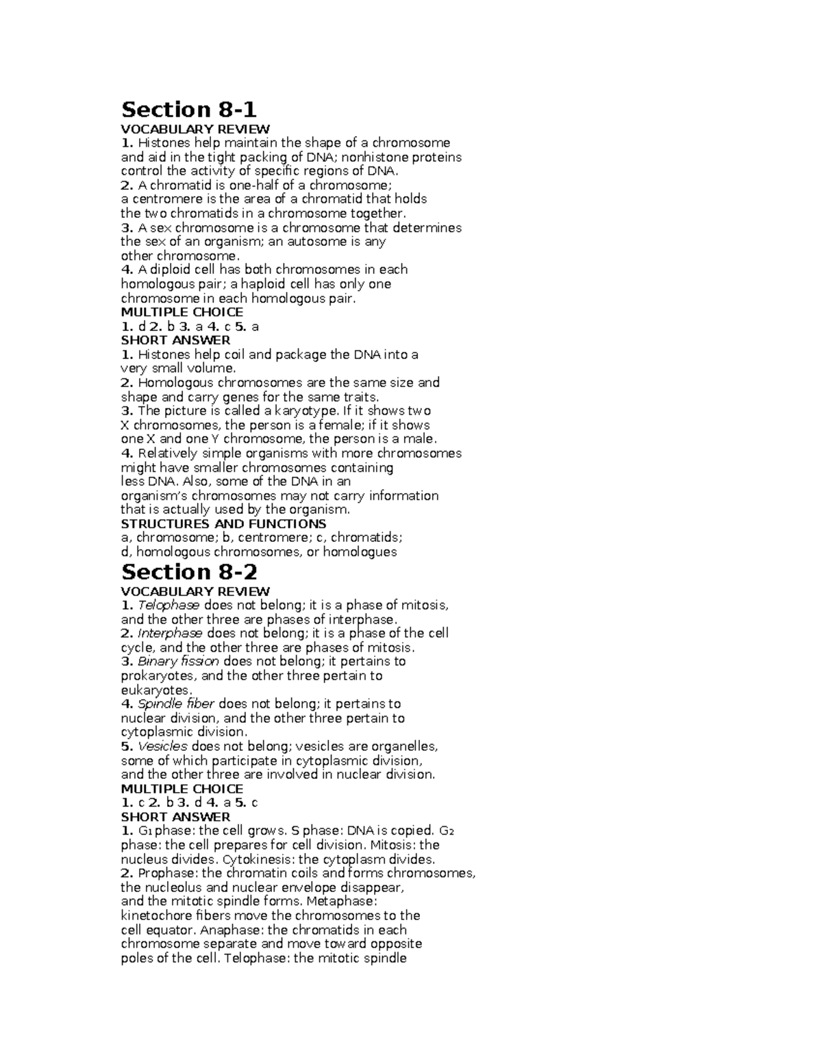 Ch 8 review answers - Resd - Section 8- VOCABULARY REVIEW 1. Histones ...