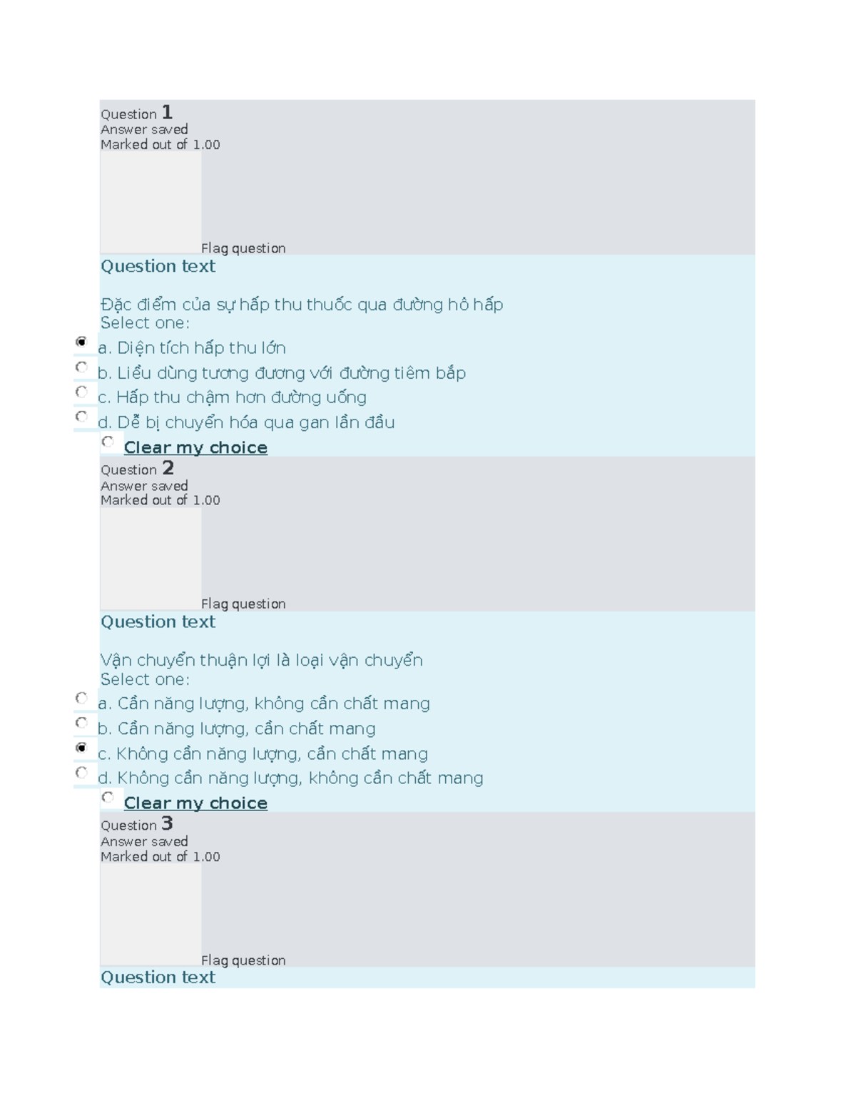Đề DĐH - ôn tập - Question 1 Answer saved Marked out of 1. Flag question Question text Đặc điểm ...