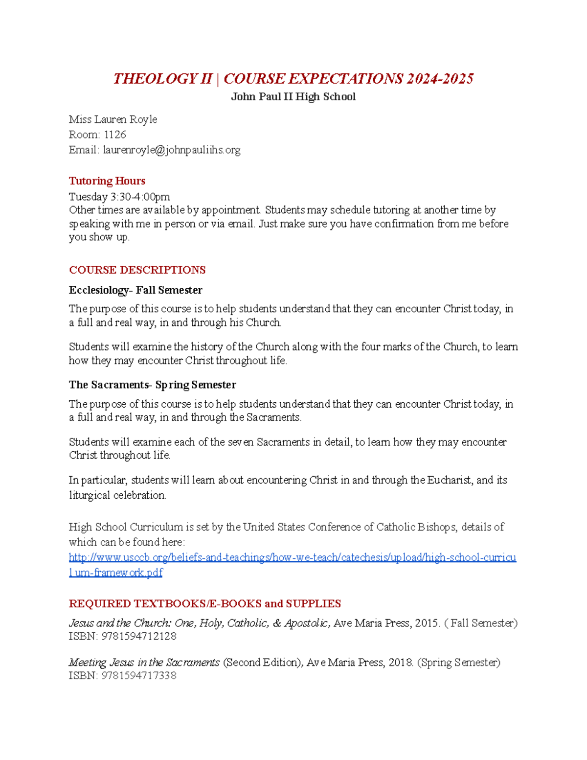 Course-Expectations - course guide - THEOLOGY II | COURSE EXPECTATIONS ...