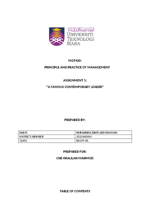 Writing Assignment - MARA PROFESSIONAL COLLEGE AYER MOLEK MELAKA ...