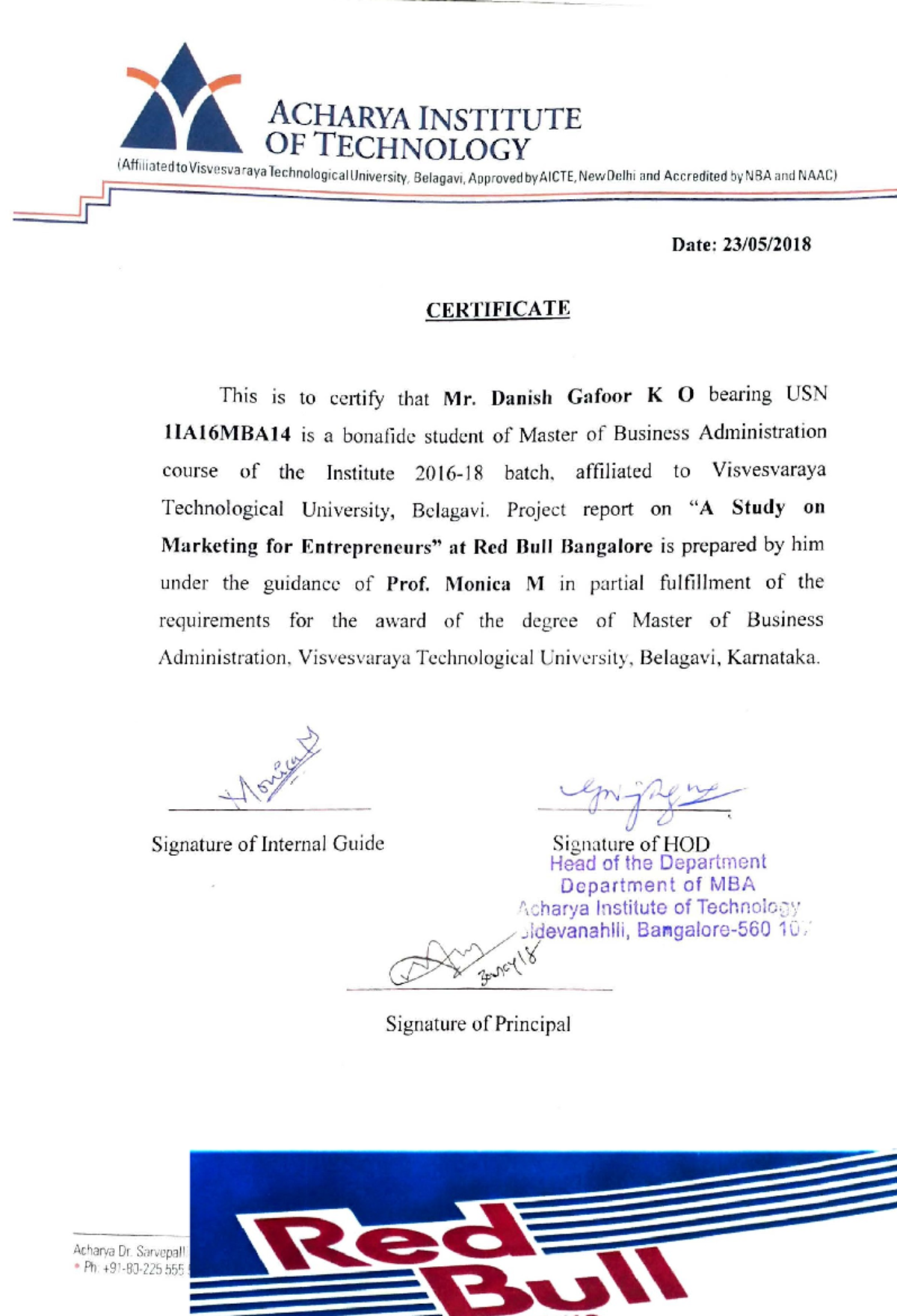 Redbull marketing - ACKNOWLEDGEMENT The satisfaction and euphoria that accompany the successful ...