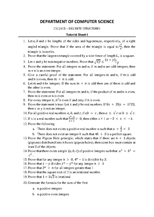CSC2901-Tutorial Sheet 2-Algorithms - UNIVERSITY OF ZAMBIA Department of Computer Science ...