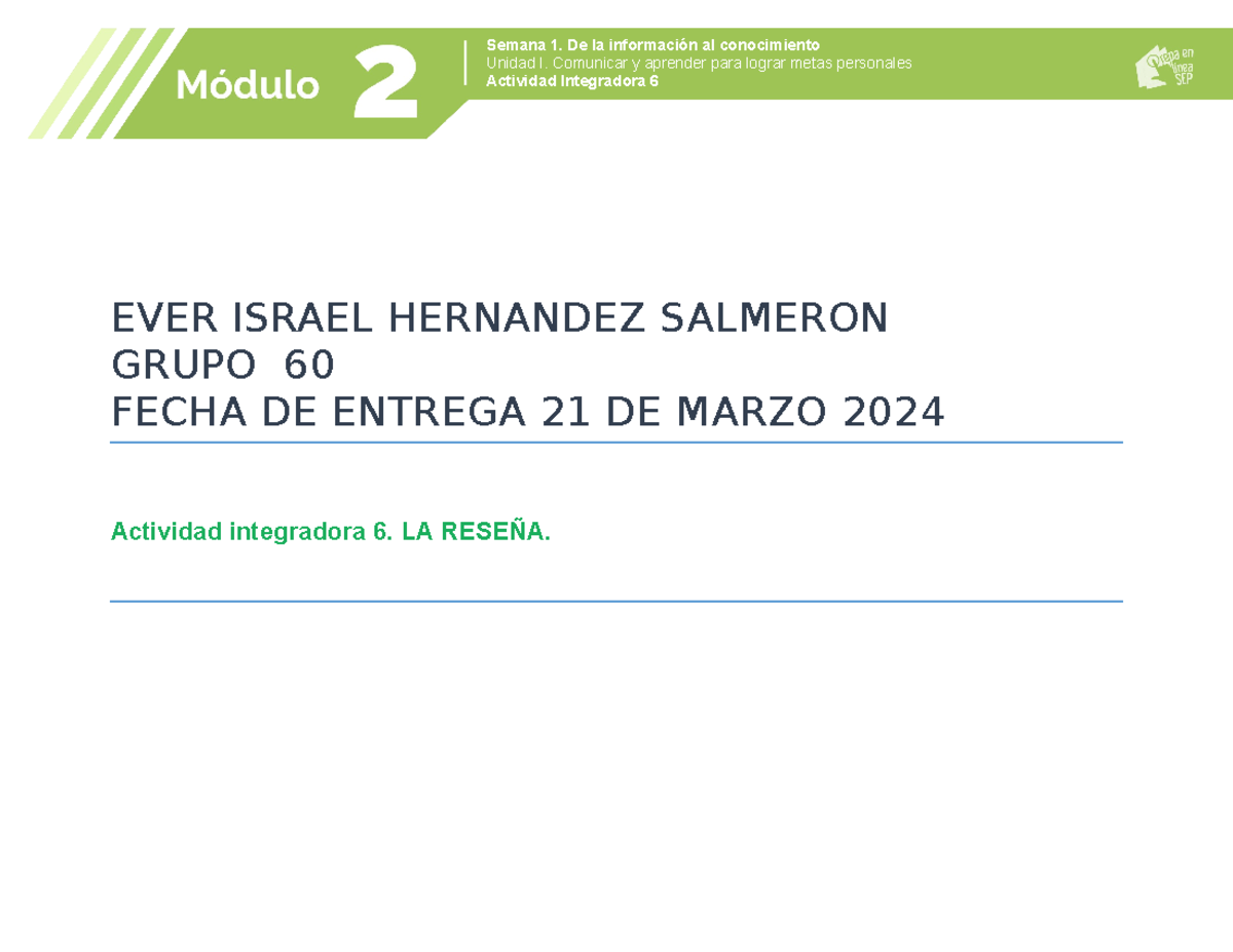 Hernandez Salmeron Ever Israel M02S3AI6 - Unidad I. Comunicar y ...