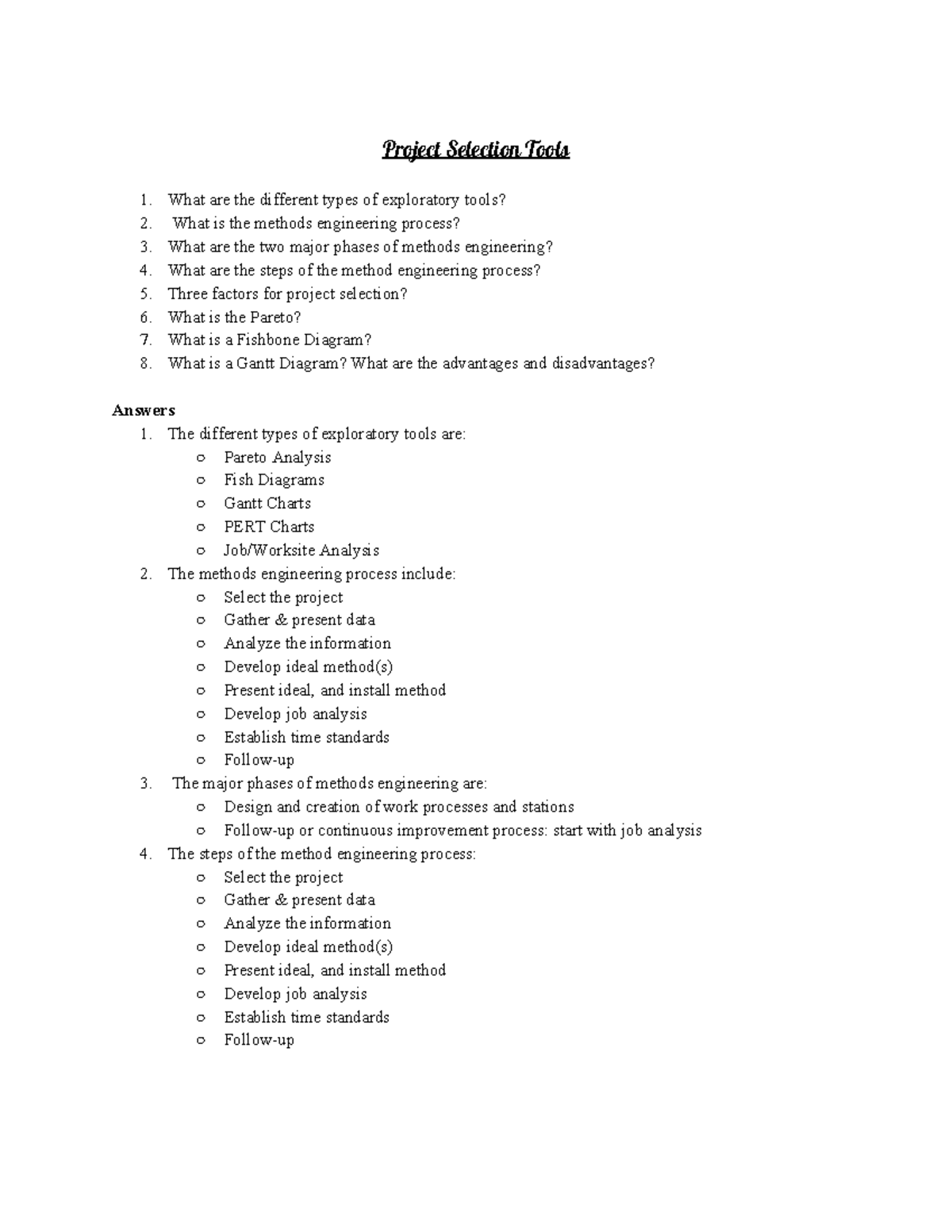 Project Selection Tools - 2. 3. 4. 5. 6. 7. 8. What are the different ...