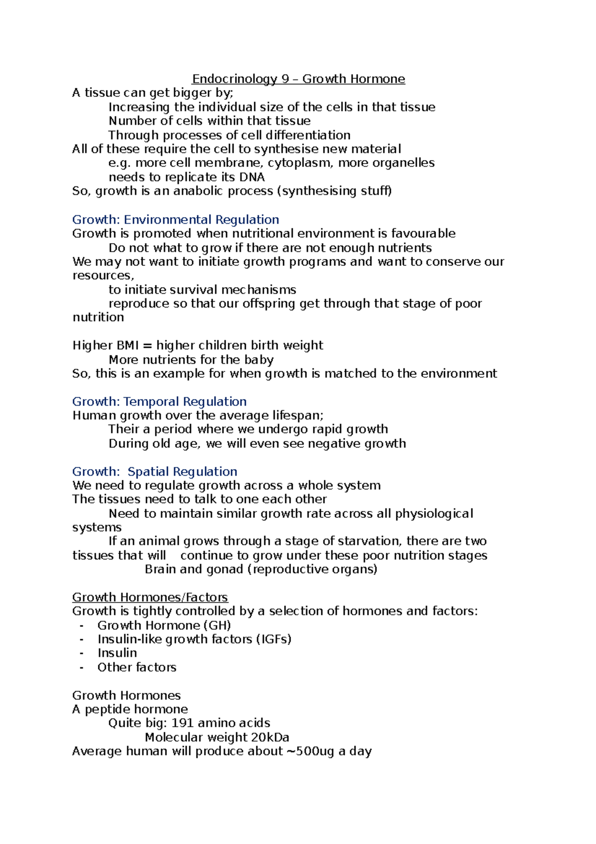 Endocrinology 9 - Dr Cathy Slack - Endocrinology 9 – Growth Hormone A ...