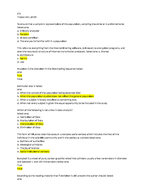 STS Prelim EXAM - ageesfasc - STS PRELIM EXAM OED Question 1 Under ...