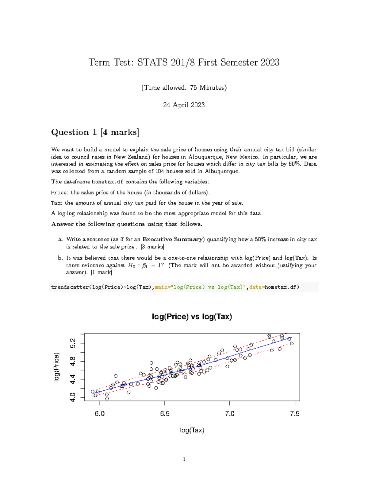 Stats 20x 2023 S1-Test-Questions - Term Test: STATS 201/8 First ...