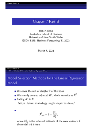 Week4a notes - Business Forecasting - Lecture 4: Part A Discussion of ...