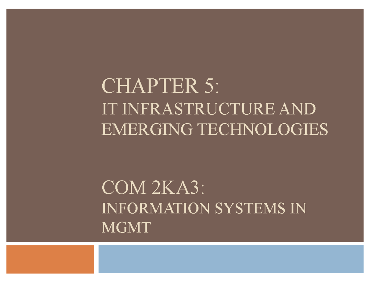 2KA3 Chapter 5 - Lecture notes 7 - COM 2KA3: INFORMATION SYSTEMS IN ...