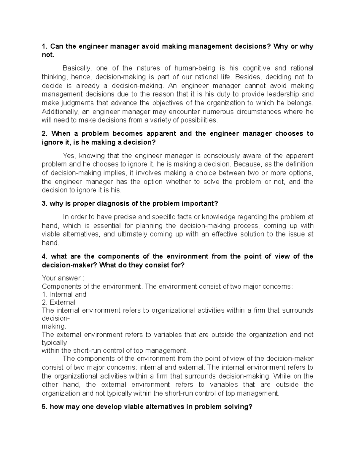 Engineering Management- Assessment 2 - 1. Can the engineer manager ...