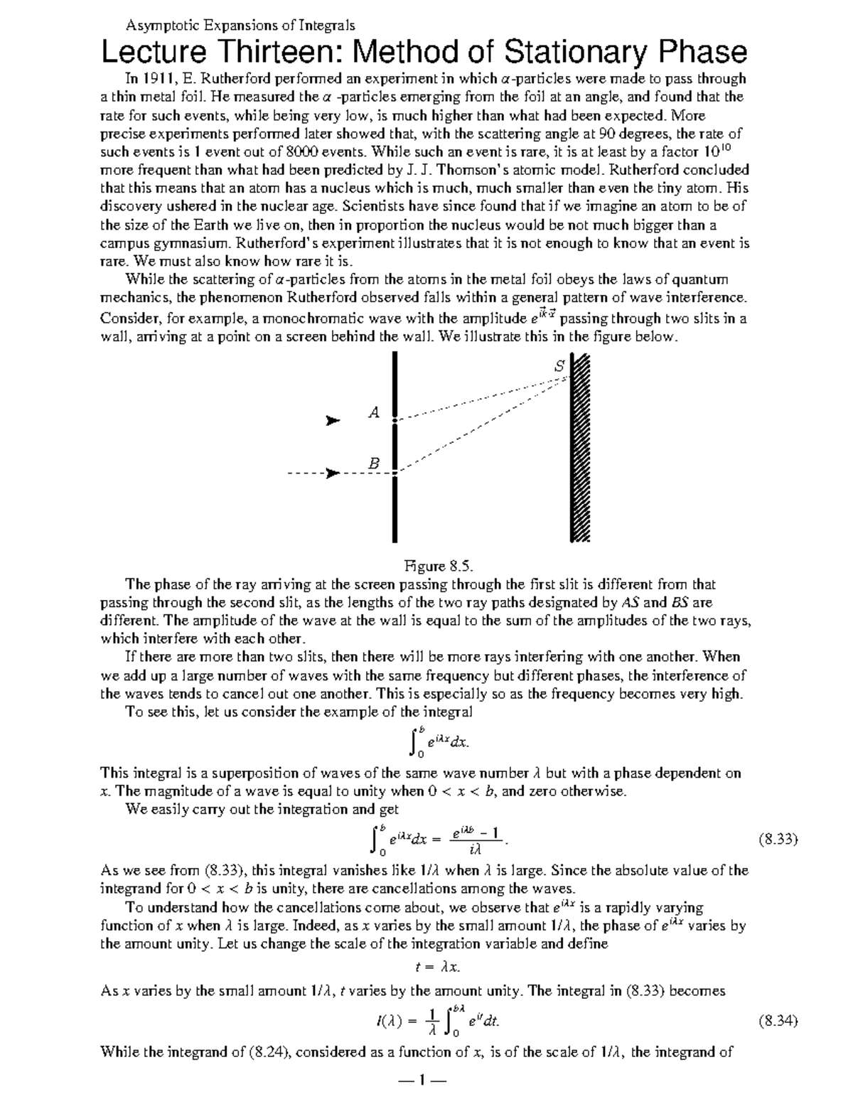 Method of Stationary Phase - Rutherford performed an experiment in ...