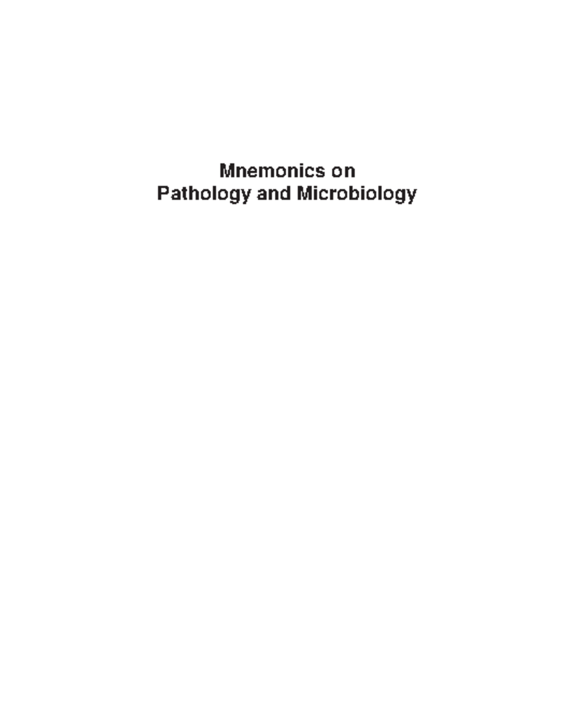 Pdfcoffee - Mnemonics on Pathology and Microbiology Mnemonics on ...