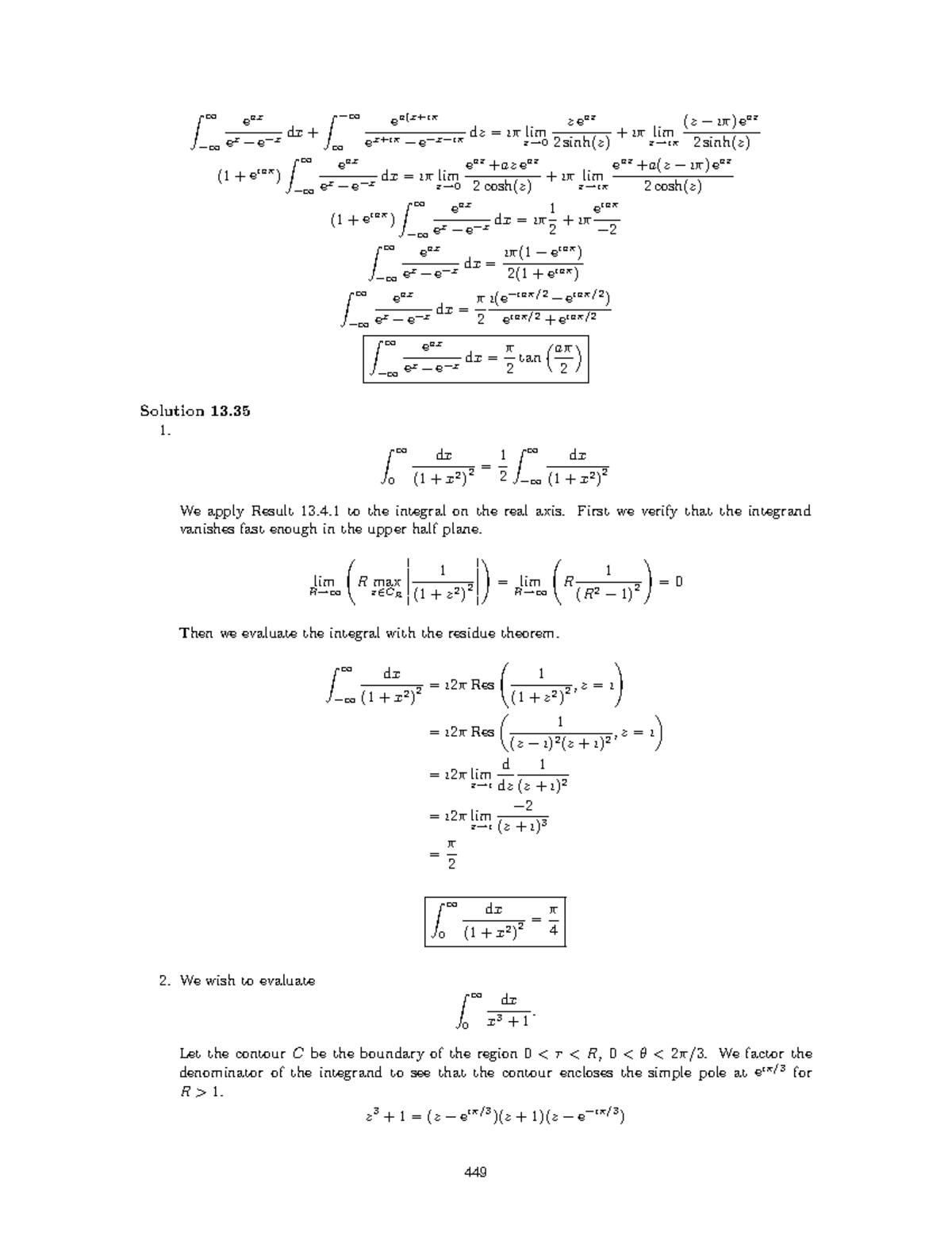 Ref MATH Adv Math Methods Sean Mauch-118 - ∫ ∞ −∞ e ax ex − e−x dx + ∫ ...