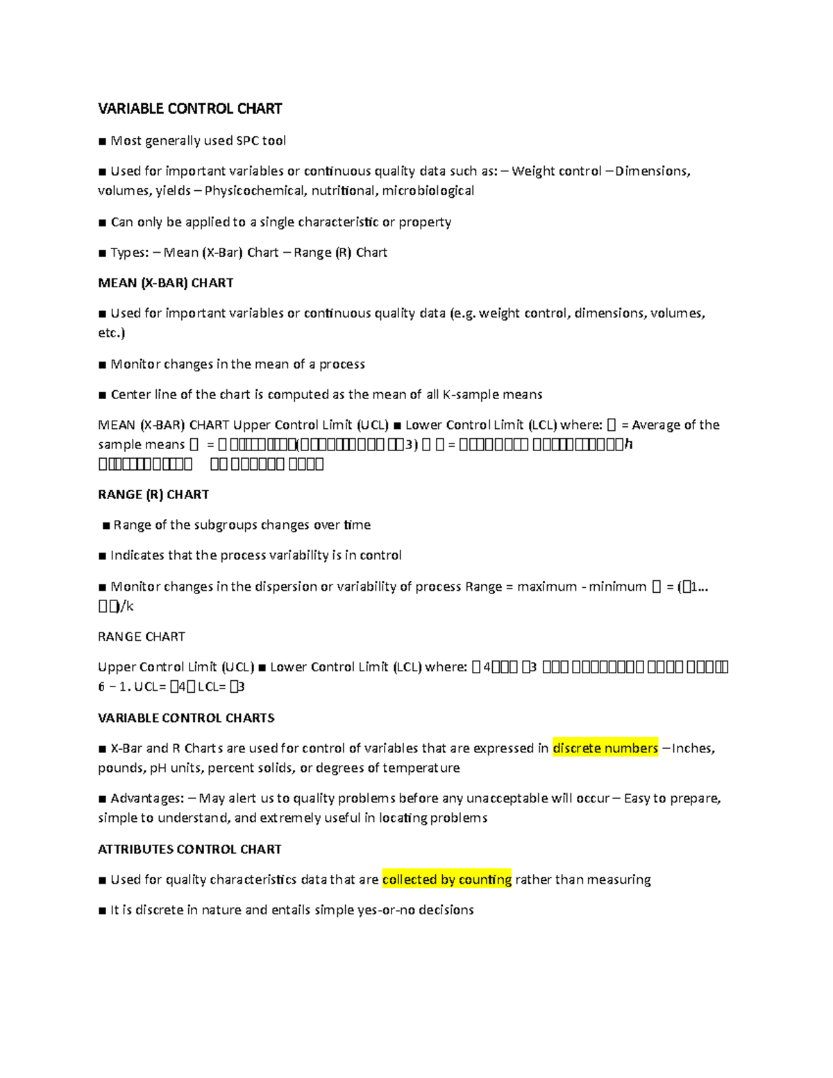 Variable Control Chart Variable Control Chart Most Generally Used