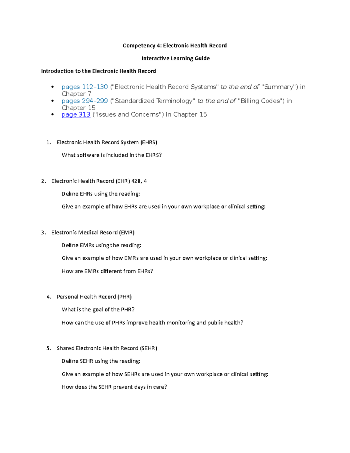 Interactive Learning Guide Comp 4 - Competency 4: Electronic Health ...