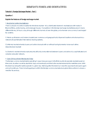 FD T5 - Tutorial - Tutorial 5: Foreign Exchange Market- Part 2 Question 1 The followings are the ...