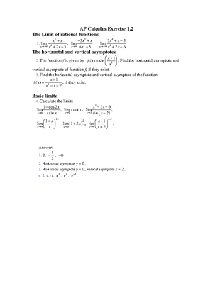 练习题2.4 Mean Value theorem and L'Hopital rule - AP Exercise2 The Mean ...