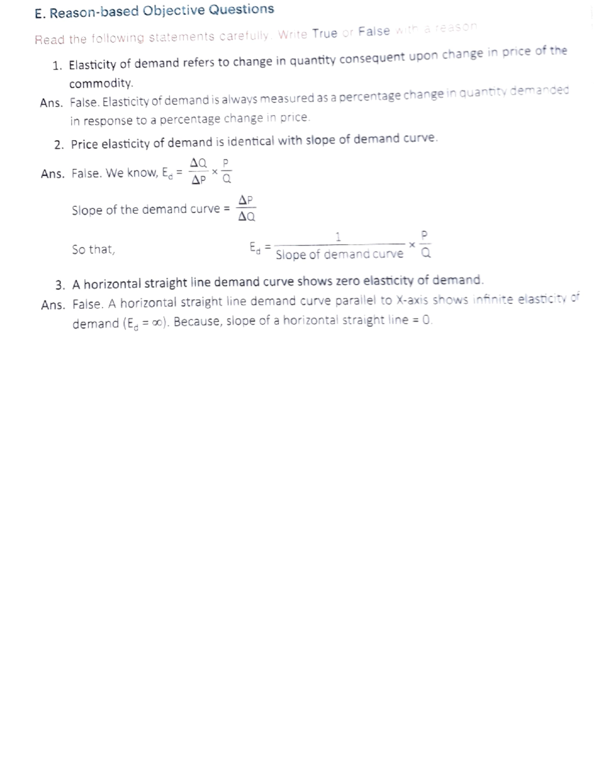 Reason based of elasticity questions - ####### E. Reason-based ...